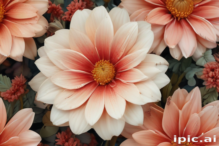 Beautiful Blooming Flowers in Soft Pastel Colors with Delicate Petals