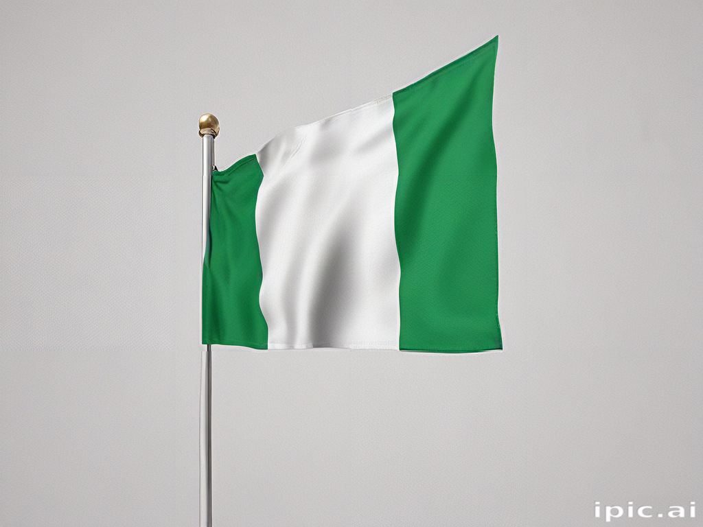 Vibrant Green and White Flag of Nigeria Waving Proudly on Display