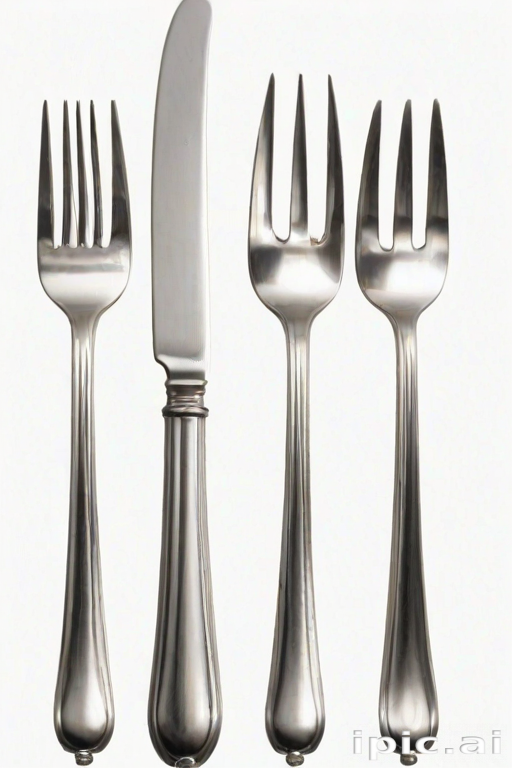 Elegant Silverware Set Featuring Forks and a Knife for Dining