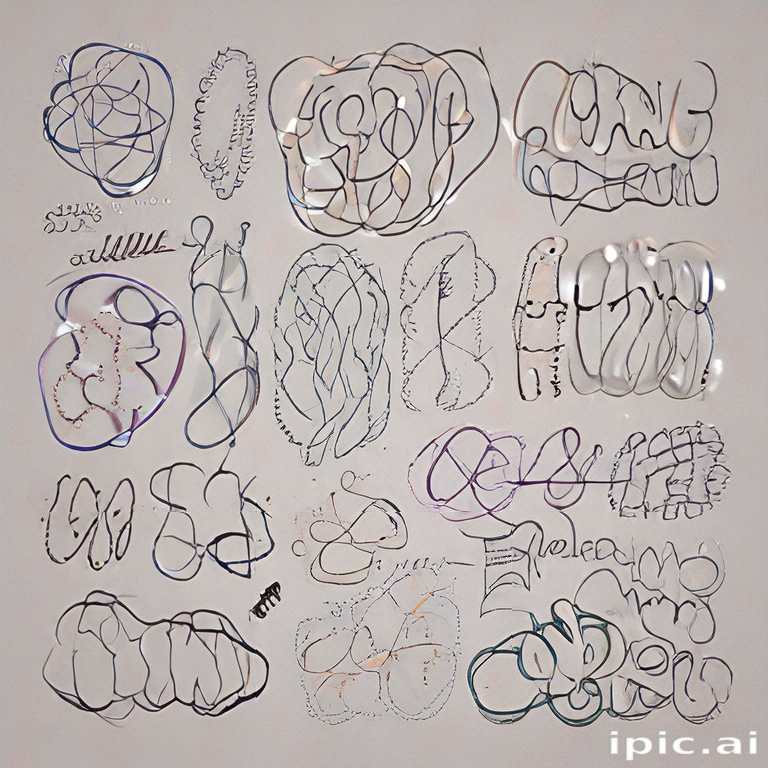 Intricate Patterns of Scribbles and Curves in Various Colors and Shapes