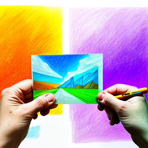 first person of view with camera in hands through eyes drawing style ...