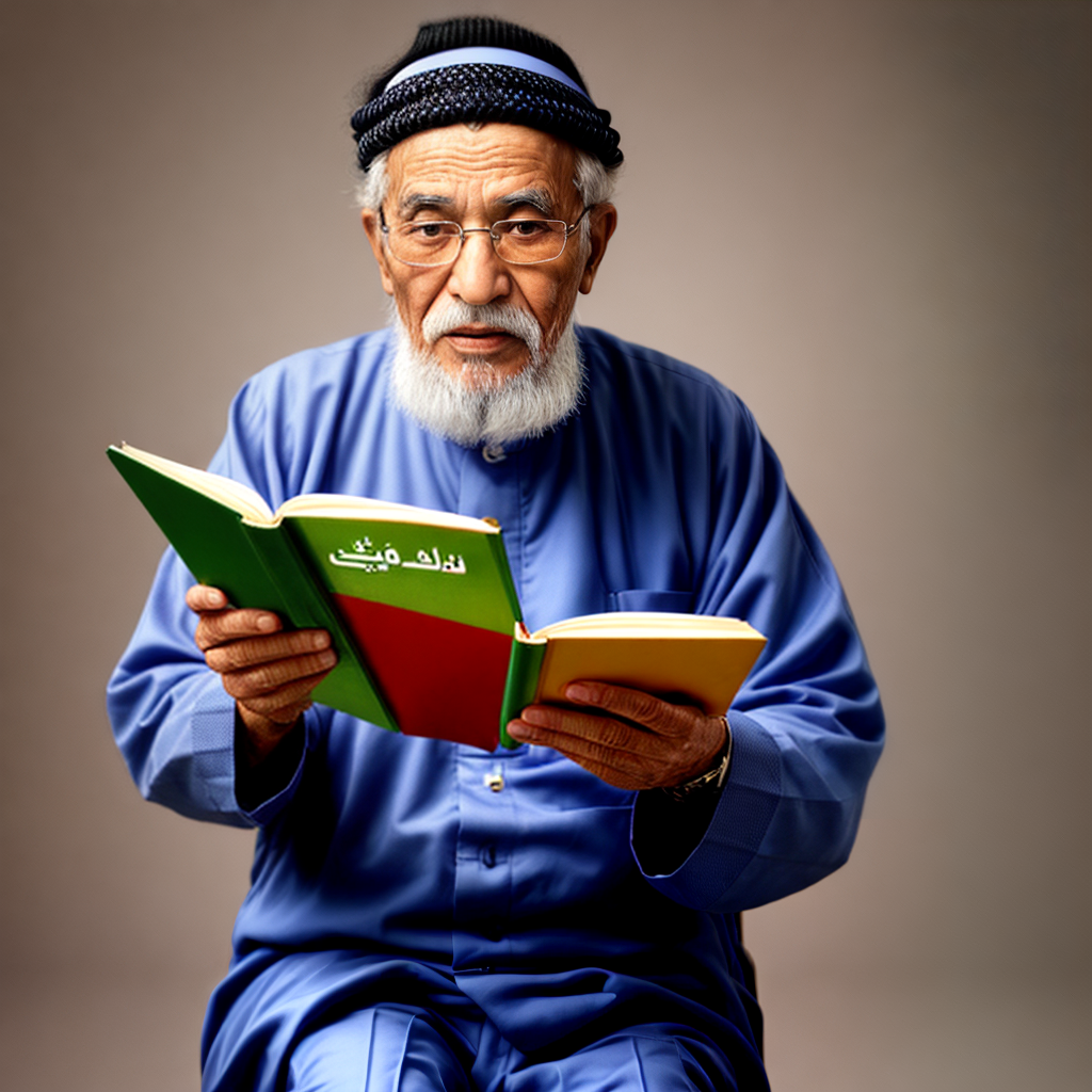 Old Arabic man read book
