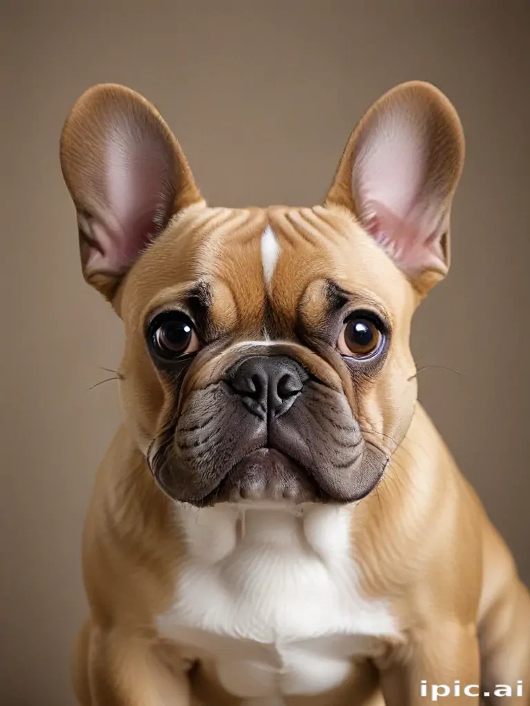Adorable French Bulldog with Prominent Ears and Expressive Brown Eyes