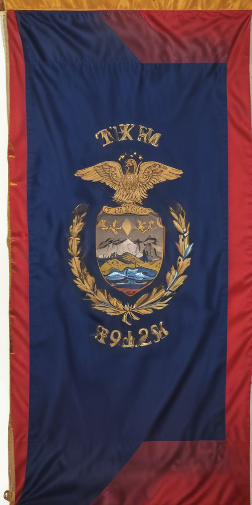 Historic Banner Featuring an Eagle and Emblematic Landscape Design Elements