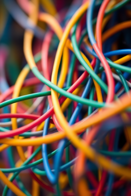 A Colorful Tangle of Intertwined Wires Creating a Vibrant Abstract ...