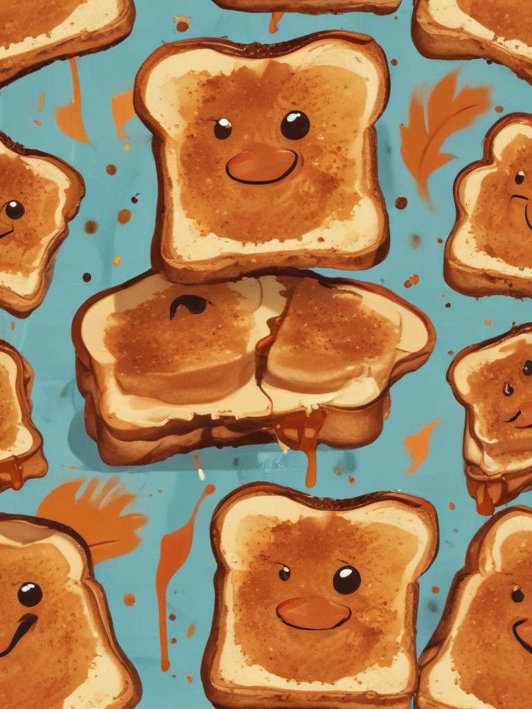 cartoon cinnamon french toast covered in maple syrup cartoon style