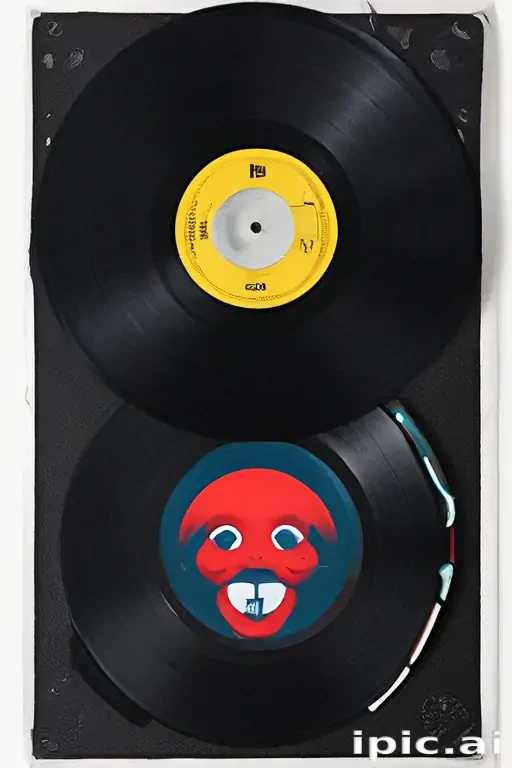 Creative Artwork Featuring Two Vinyl Records with Unique Designs and Colors