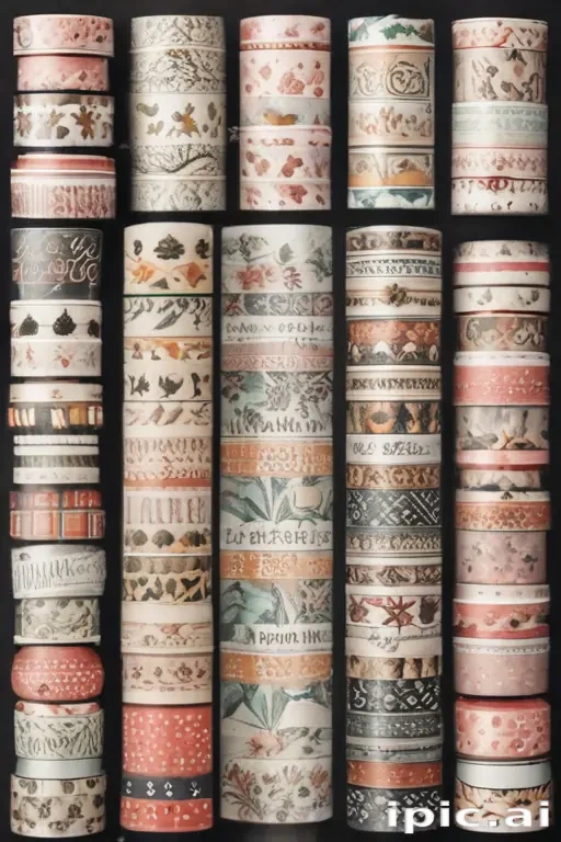 Collection of Colorful Decorative Tape Rolls with Various Intricate Designs