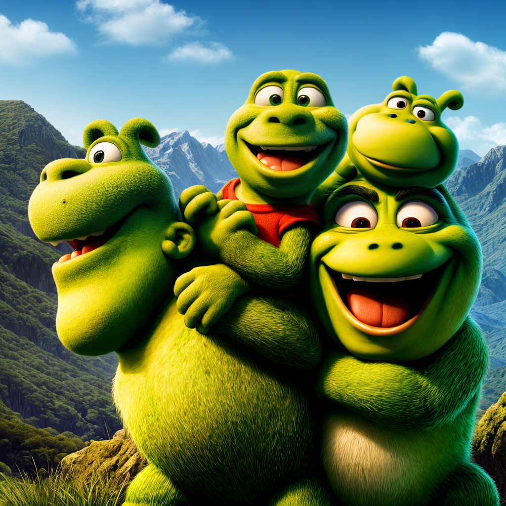 yoshi and shrek disney pixar movie poster