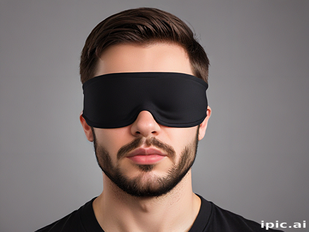 Man Wearing a Black Blindfold with a Serious Expression on His Face