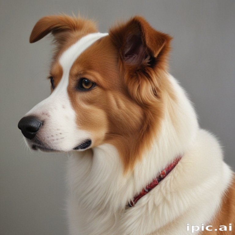 Close-Up Portrait of a Beautiful Dog with Fluffy Fur and Expressive Eyes
