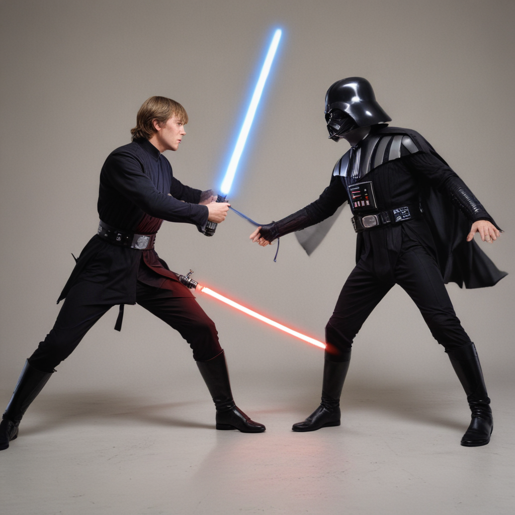 Luke Skywalker vs Darth Vader, lightsaber fight