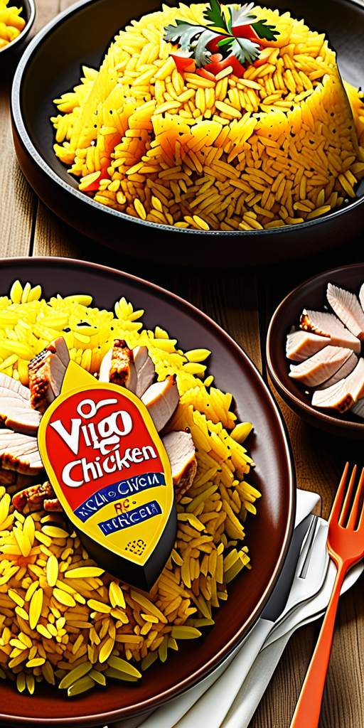 Delicious Yellow Rice and Chicken Dish Served with Fresh Ingredients