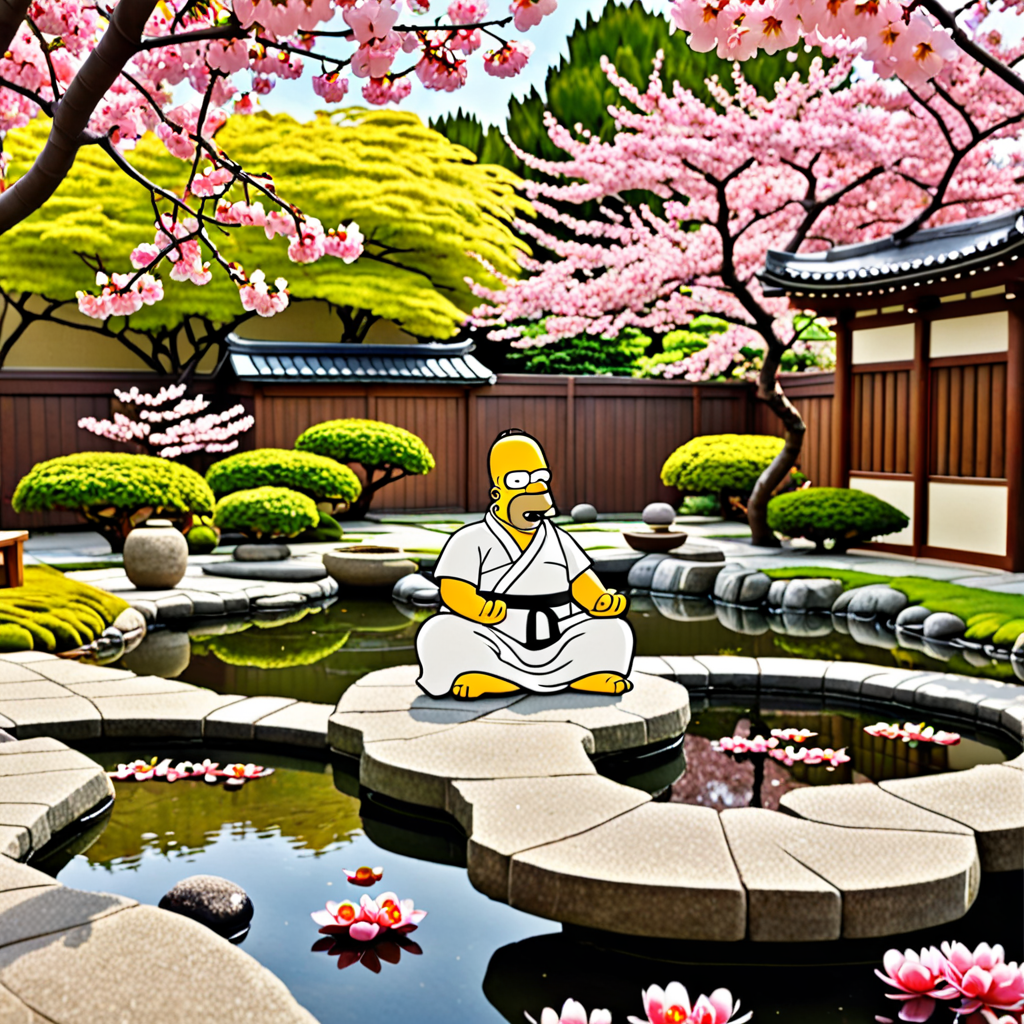 Japanese Homer Simpson begins his day with a serene session of Zen ...
