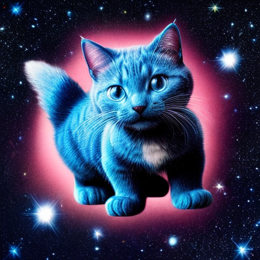 A blue cat in a space suit