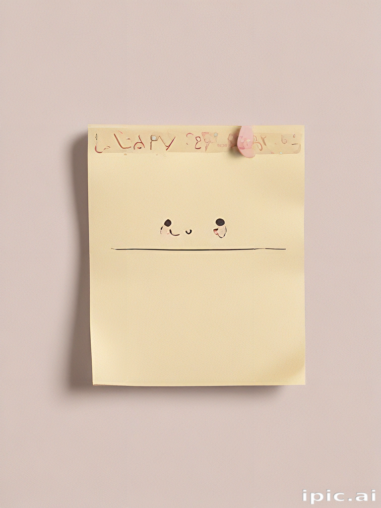 Cheerful Sticky Note with Cute Faces and a Happy Message Above