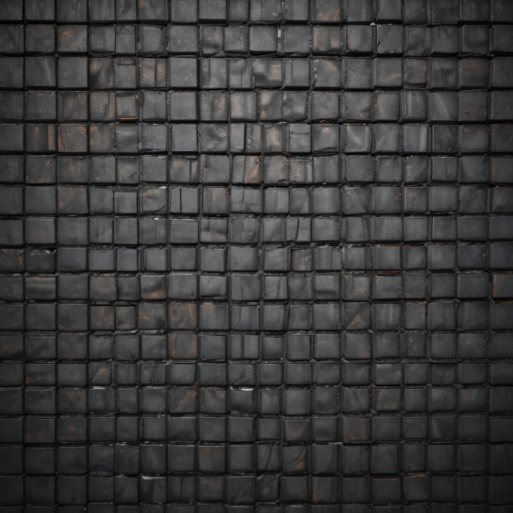 Textured Black Wall Featuring a Grid of Small, Square Tiles