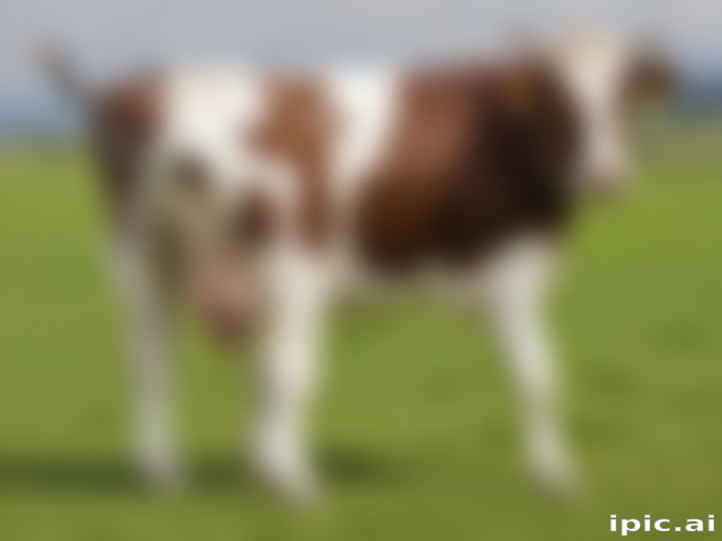 A Blurry Cow Standing Gracefully in a Lush Green Field.