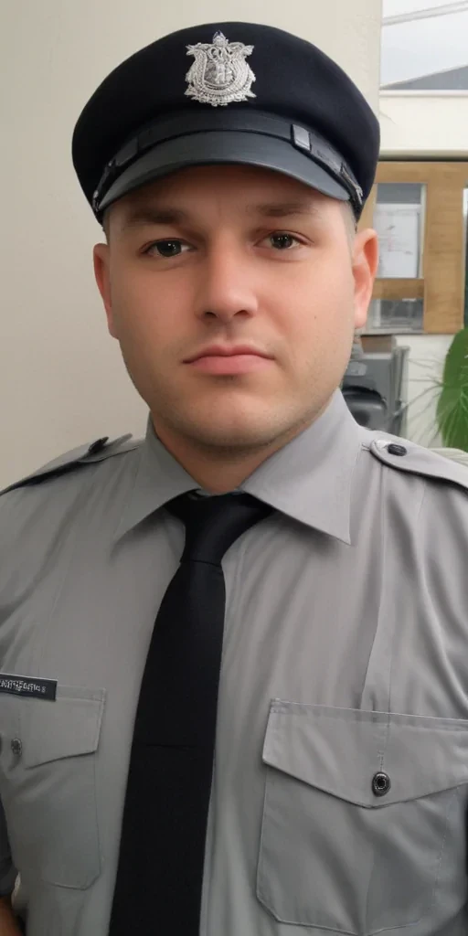 Security Officer in Uniform with Cap, Displaying Professional Demeanor ...