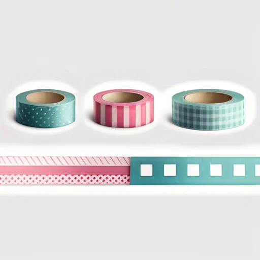 Colorful Decorative Washi Tape Rolls in Various Patterns and Designs