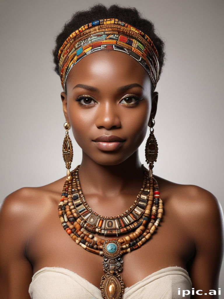 Stunning Portrait of a Woman Adorned with Vibrant Traditional Jewelry