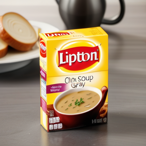 Delicious Lipton Onion Soup Mix Box with Serving Suggestions on Table