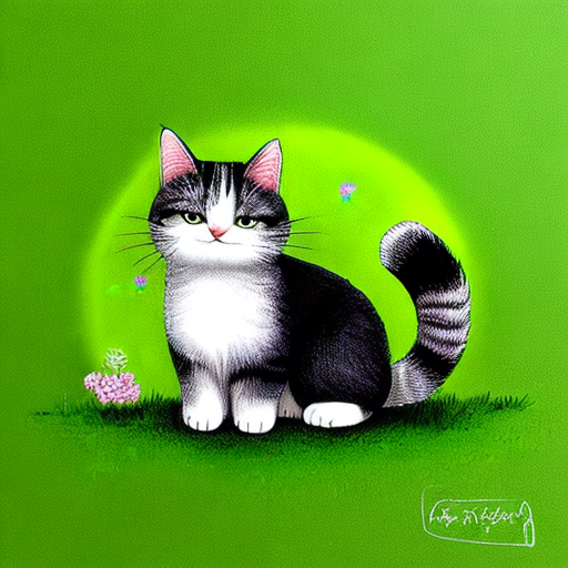 Cat with moss as it's furr cute drawing