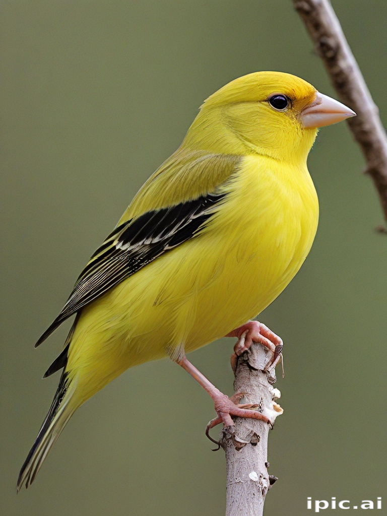 A Vivid Yellow Bird Perched Gracefully on a Thin Branch.
