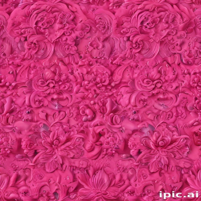 Vibrant Pink Floral Relief Design with Intricate Patterns and Textures.