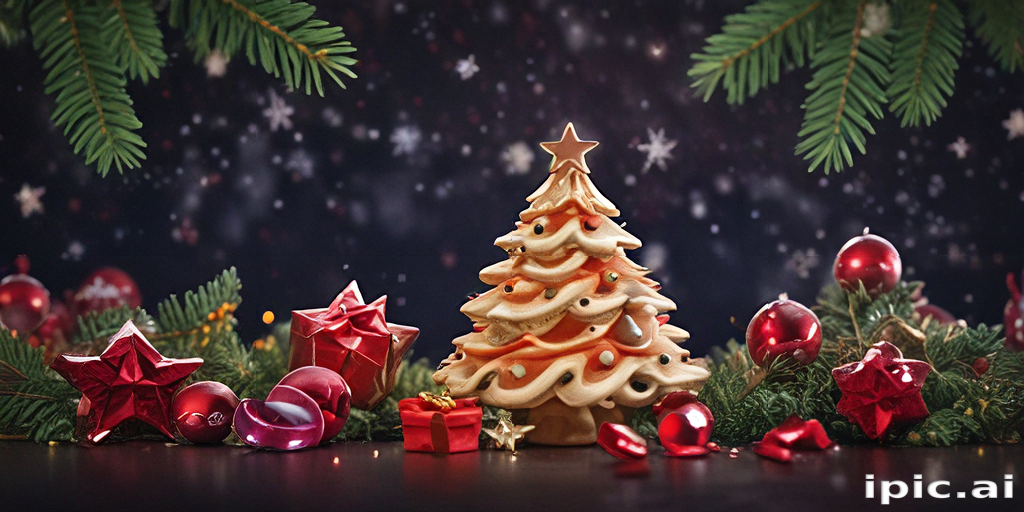 Delightful Festive Scene Featuring a Decorated Christmas Tree and Ornaments