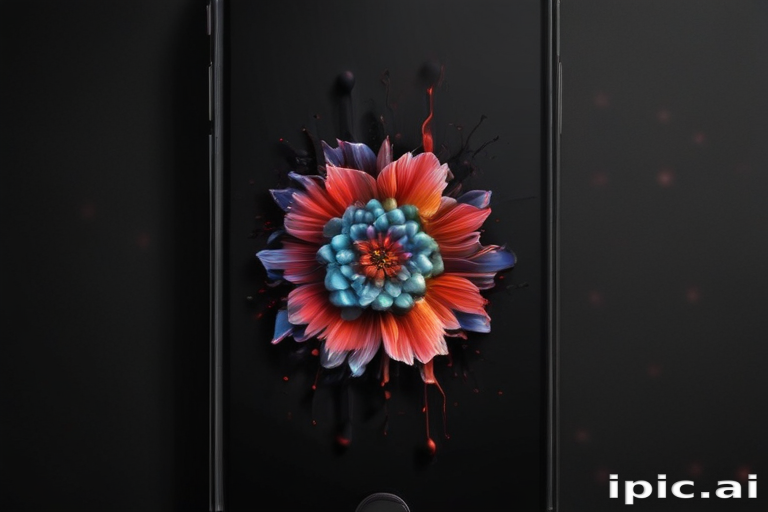 Vibrant Floral Design Displayed on a Sleek Black Smartphone Screen