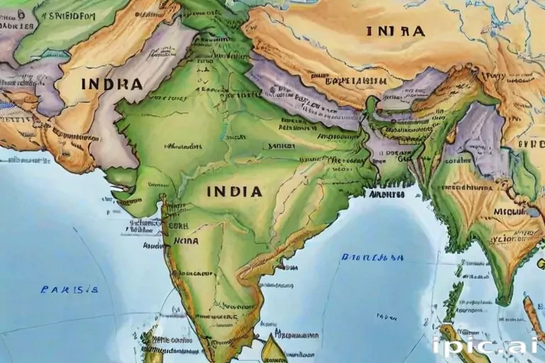 Detailed Map of India Highlighting Geographic Features and Neighboring ...