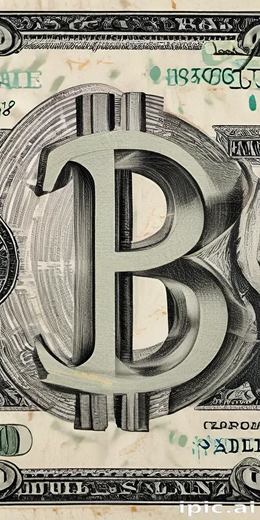 Artistic Representation of a Dollar Bill Featuring a Bold 'B' Design