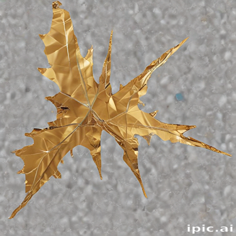 Delicate Golden Leaf Artfully Crafted Against a Subtle Textured Background