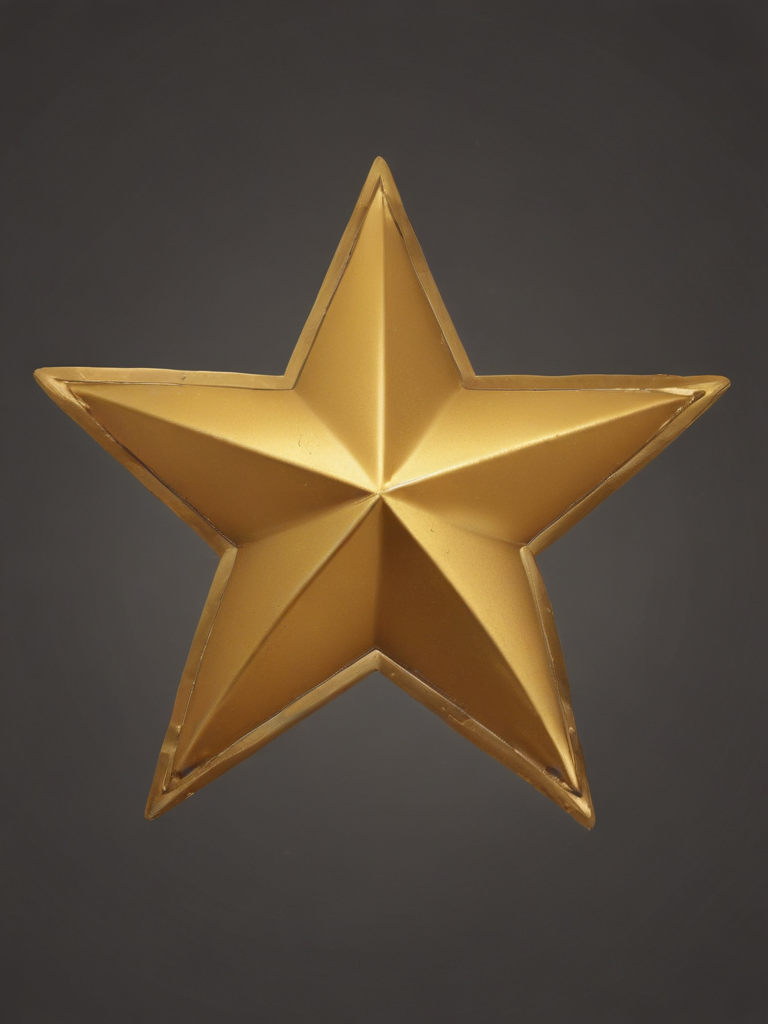 Shining Golden Star with a Three-Dimensional Design Against a Dark Background