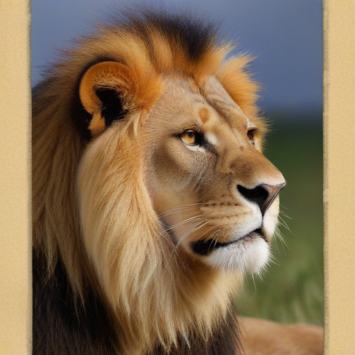 A Majestic Lion with a Magnificent Mane Staring into the Distance.