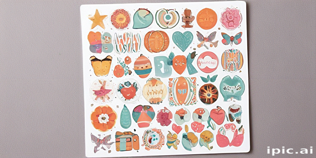 A Colorful Collection of Fun and Whimsical Stickers on a Sheet.