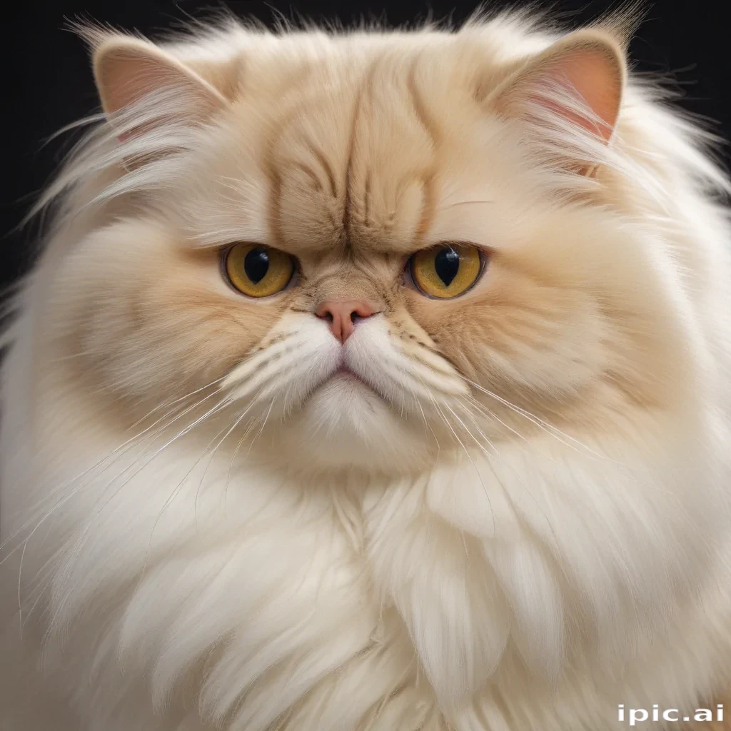 Fluffy Persian Cat with Striking Yellow Eyes and Majestic Fur
