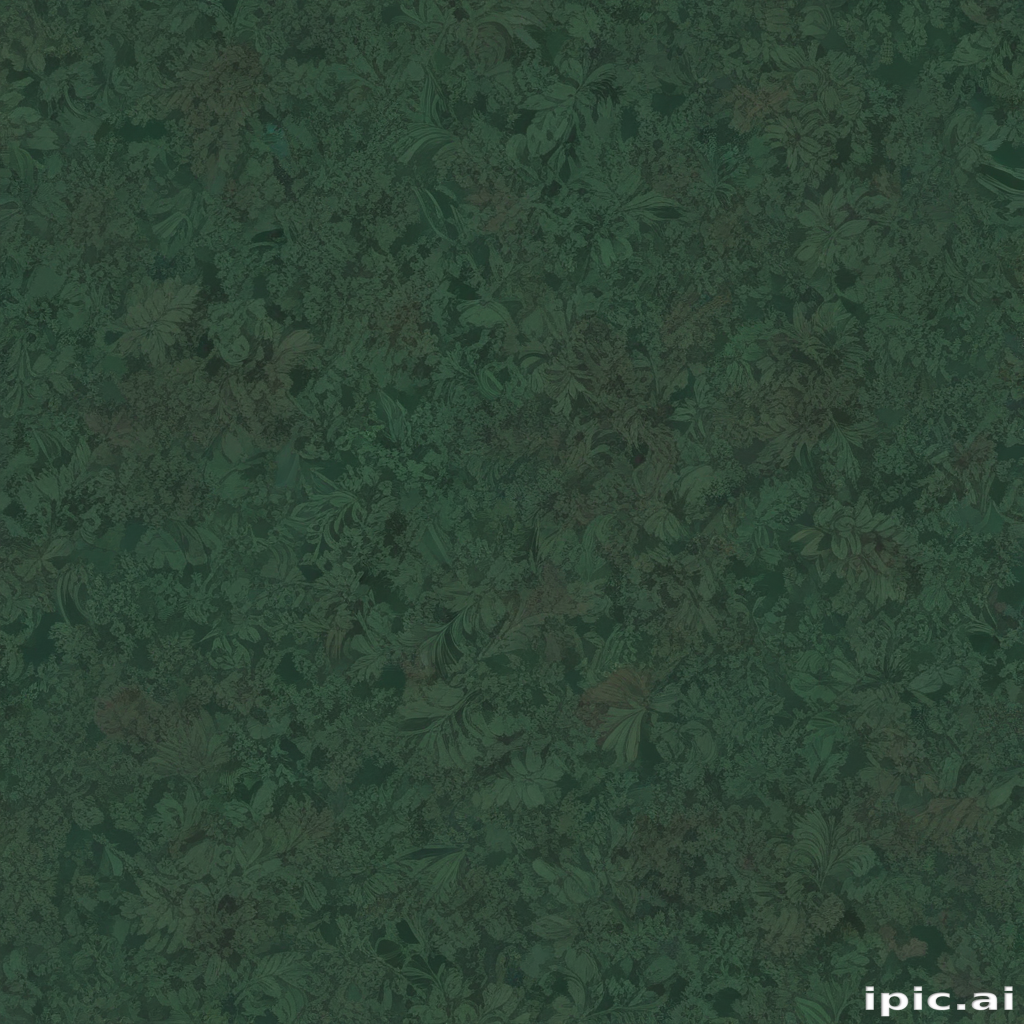 Elegant Dark Green Floral Pattern with Intricate Leaf Designs and Textures
