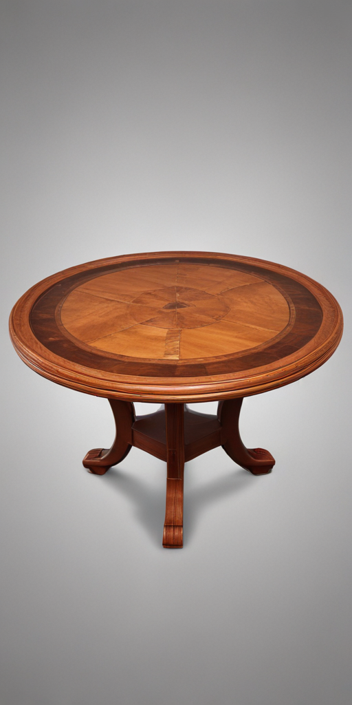 Elegant Round Wooden Dining Table with Intricate Inlay Design and ...