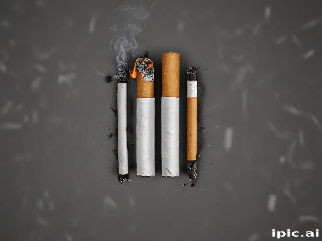 An Artistic Representation of Cigarettes Highlighting Smoke and Ashes
