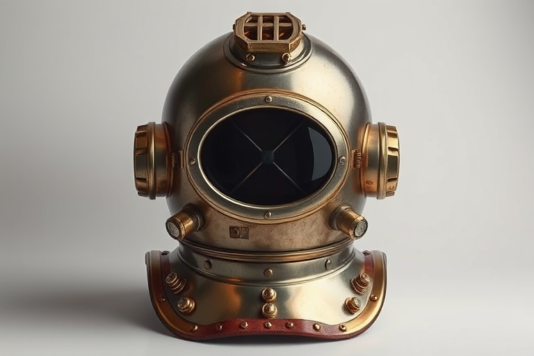 Vintage Deep Sea Diving Helmet with Intricate Design and Timeless Charm