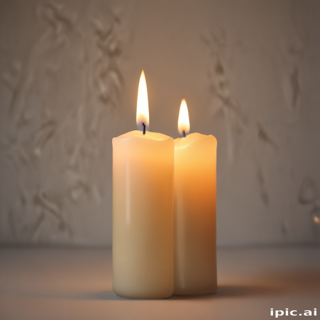 Two Elegant Candles Glow Softly Together in a Serene Setting