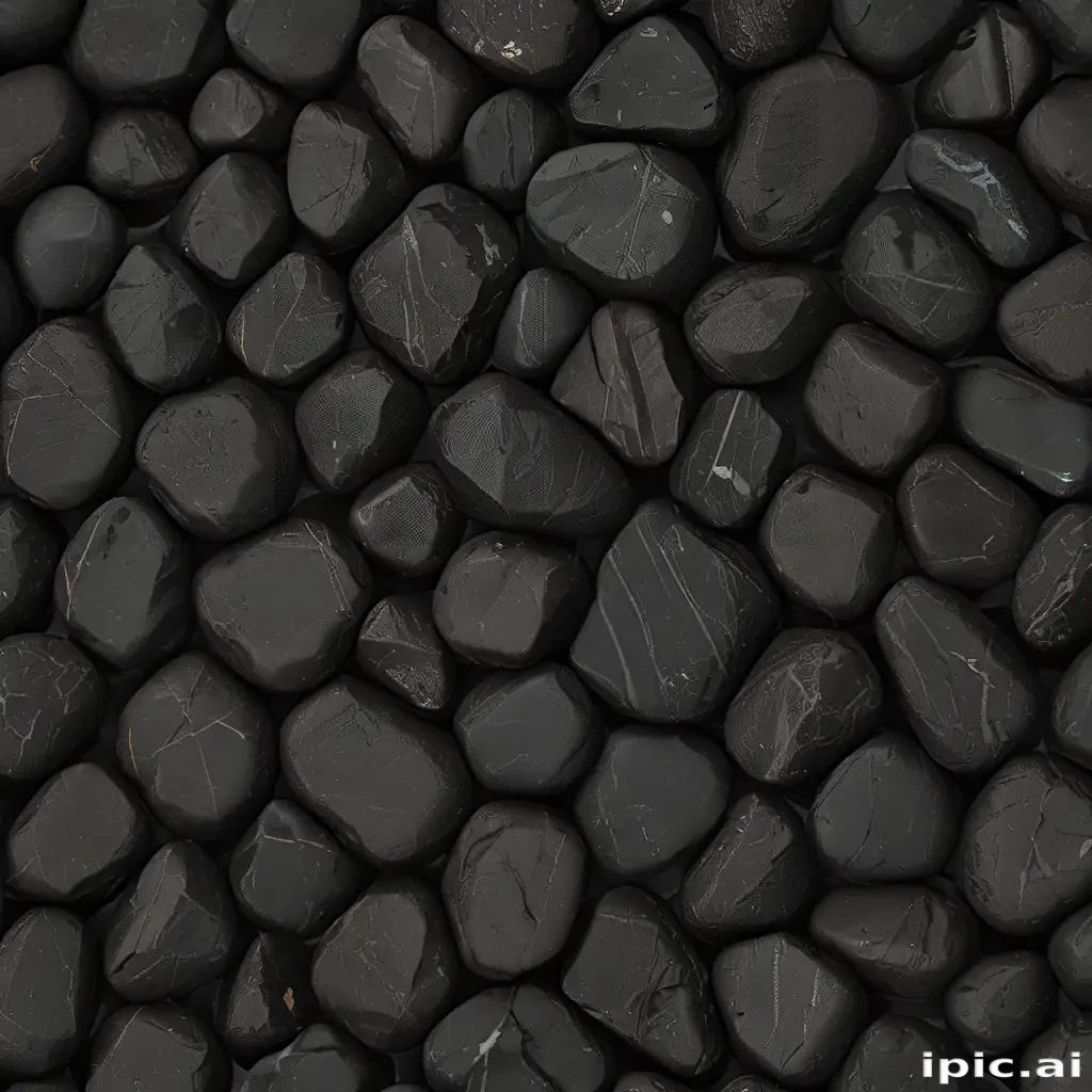 A Close-Up View of Smooth, Polished Black Stones on a Surface.