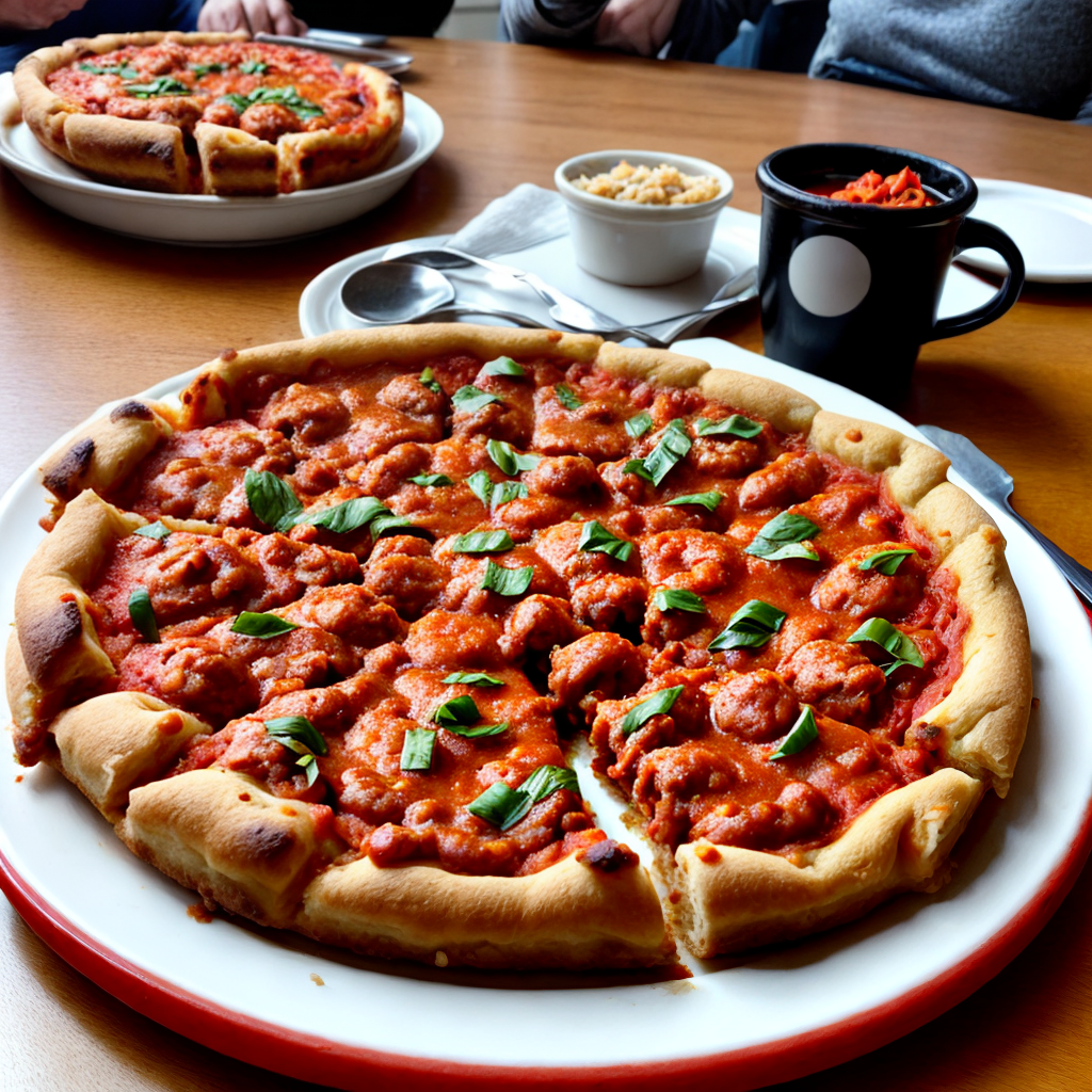 pucca eating chicago style pizza