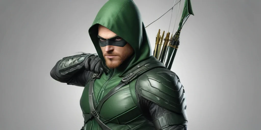 The Green Archer: A Hero Ready for Action with Bow and Arrows