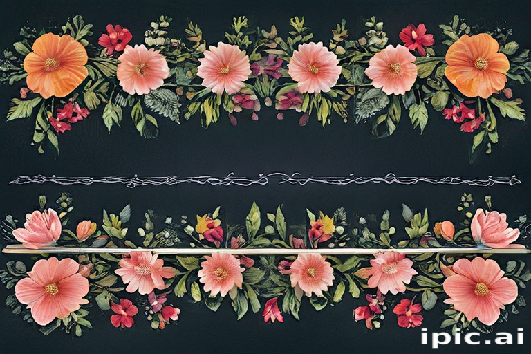 Vibrant Floral Design with Colorful Blooms and Elegant Decorative Elements