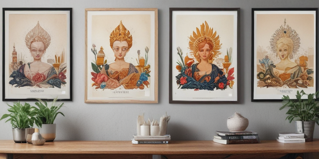 Elegant Portraits of Diverse Women Adorn Beautifully Framed Wall Art