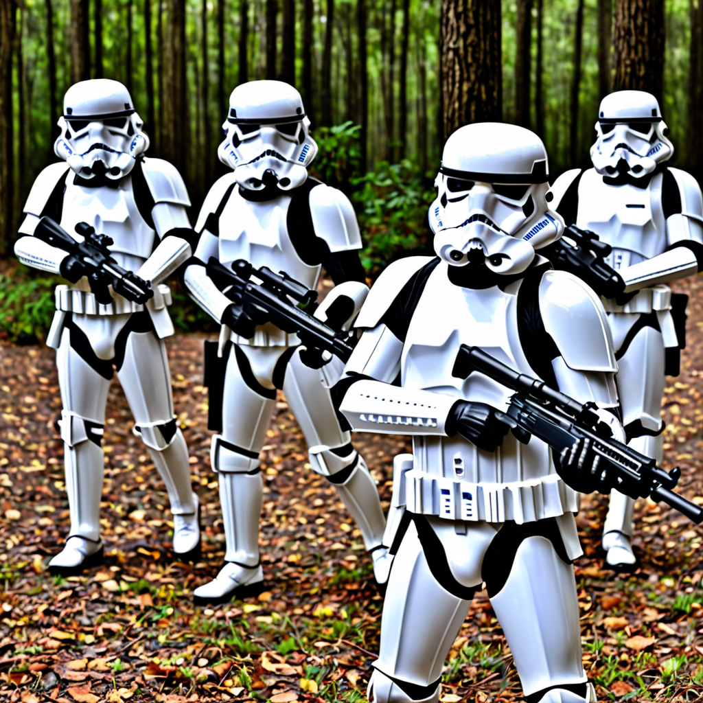1 Stormtrooper lutando com um exército de rebeldes