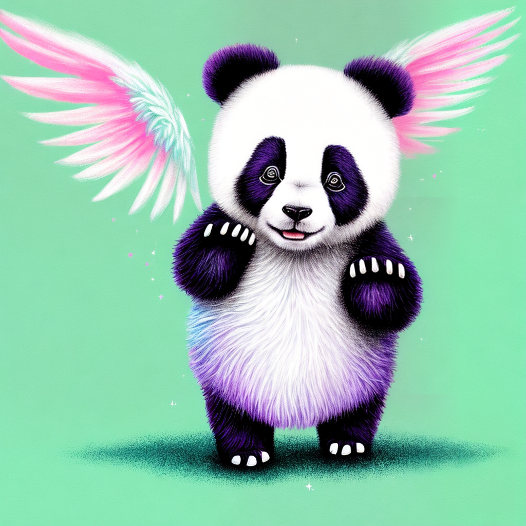 Super cute angel panda (Super high-energy copy-right free vivid Pastel art)